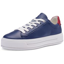 Ara Damen Plateausneaker "CANBERRA", Gr. 4, blau, Glattleder, unifarben mit Farbeinsatz, Schuhe, Freizeitschuh, Halbschuh, Schn&uuml;rschuh in