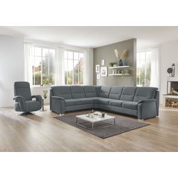 Ecksofa DIE PLANBAR, B:303cm H:92cm T:245cmsteel, 100% Polyester, Wohnzimmer, Sofas, "PP-HS10002", wahlweise mit Kopfteilverstellung, Schlaffunktion