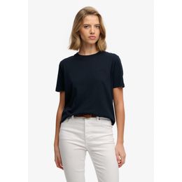 Superdry Damen T-Shirt "Essential Logo Emb Tee"eclipse navy, Gr. XS, unifarben, Single Jersey, Obermaterial: 100% Baumwolle, Shirts, aus Baumwolle,