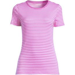LANDS' END Feinripp-Shirt mit Rundhalsausschnitt und kurzen &Auml;rmeln in Plus-Gr&ouml;&szlig;e f&uuml;r Damen, Damen, size: plus, Pink, Baumwolle/Elasthan, by Lands' End