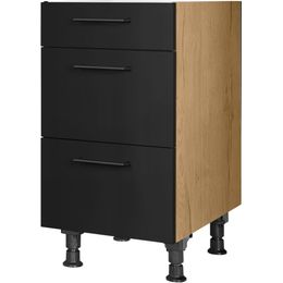Unterschrank Nobilia, B:45cm H:87cm T:58,3cmfront: schwarz supermatt korpus: eiche sierra, K&uuml;che, Schr&auml;nke, ""MIAMI", vormontiert, mit