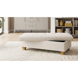 Hocker OTTO HOME, B:131cm H:42cm T:61cm, beige, 100% Polyester, Wohnzimmer, Hocker, "Eggery 131 cm, mit gro&szlig;em Staufach & bequem gepolstert",