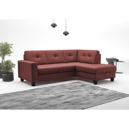 Ecksofa OTTO HOME, B:226cm H:91cm T:170cmmerlot, Wohnzimmer, Sofas, "Varese", wahlweise mit Schlaffunktion und Bettkasten