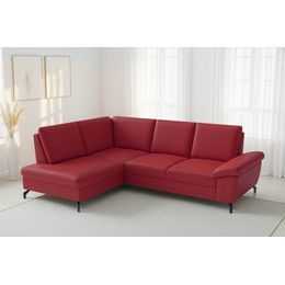 Sit & More Ecksofa SIT & MORE, B:249cm H:89cm T:190cmfeuerrot, Wohnzimmer, Sofas, "Chelsea Leder L-Form, B:249 cm, inkl. Armteil- & Sitztiefenverstellung",