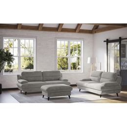 3-Sitzer OTTO HOME, B:218cm H:90cm T:95cmsand, 92% POLYESTER (PES) / 8% POLYAMID (PA), Sofas, "Pike, B: 218 cm", mit Metallf&uuml;&szlig;e, wahlweise auch in