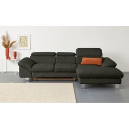 Ecksofa COTTA, B:268cm H:73cm T:169cm, schwarz, LEDER BEEFY (ein abgedecktes Spalt-Rindsleder) im Sitz und R&uuml;cken (Korpus in
