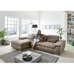 Ecksofa DIE PLANBAR, B:325cm H:85cm T:195cmnougat, 100% Polyester, Wohnzimmer, Sofas, "MP-IN17041 L-Form, Breite 325 cm", Sitztiefenverstellung,