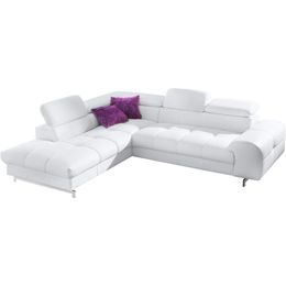 Ecksofa COTTA, B:257cm H:72cm T:206cm, wei&szlig;, Luxus-Microfaser (100% Polyester);Kunstleder Softlux;Leder Advantage (abgedecktes Spalt-Rindsleder),