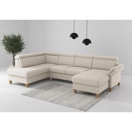Wohnlandschaft OTTO HOME, B:321cm H:84cm T:193cm, beige, 95% Polyester, 5% Polyamid, Sofas, "Glendale, U-Form", inkl. Kopfteilverstellung, wahlweise