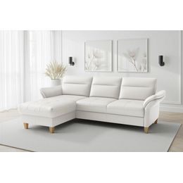 Sit & More Ecksofa SIT & MORE, B:230cm H:90cm T:164cmreinwei&szlig;, Wohnzimmer, Sofas, "Pamela L-Form, Leder, B: 218 und 230 cm", optional Armteilverstellung,
