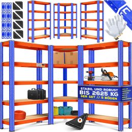 Masko&reg; 3er Set Metall Regalsystem Lagerregal 1 Eckregal & 2 Lagerregale 15 B&ouml;den MDF-Platten Regal 2625 kg Werkstattregal Kellerrregal Garage Schwerlastregal Steckregal MDF-Platten