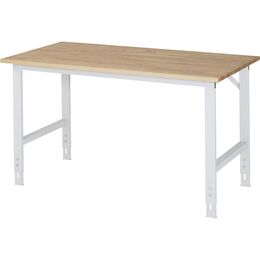 Rau Arbeitstisch, h&ouml;henverstellbar, Gestell 60 x 30 mm, Buchenplatte massiv, BxT 1500 x 800 mm, lichtgRau