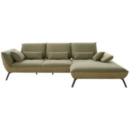 Moderano Ecksofa, Olivgr&uuml;n, Metall, 3,5-Sitzer, L-Form, Ottomane rechts, 301x191 cm, Typenauswahl, Fu&szlig;auswahl, Lederauswahl, Stoffauswahl, Sitzqualit&auml;ten, seitenverkehrt erh&auml;ltlich, Hocker R&uuml;cken echt, individuell planbar, Wohnzimmer, Sofas & Couches, Wohnlandschaften, Ecksofas