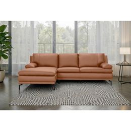 Mid.you Ecksofa, Cognac, Leder, Echtleder, B&uuml;ffelleder, 248x158 cm, Wohnzimmer, Sofas & Couches, Sofas, Ledersofas