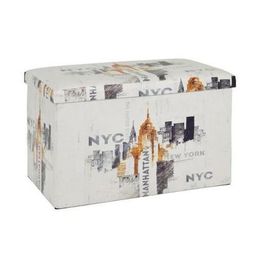 CARRYHOME Aufbewahrungsbox, Wei&szlig;, Hellgrau, Textil, Holzwerkstoff, Skyline, 65x40x40 cm, Deckel, Deckel abnehmbar, faltbar, Ordnen & Aufbewahren, Aufbewahrungsboxen