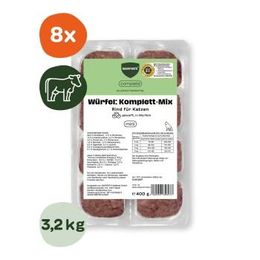 BARFER's BARFER'S W&uuml;rfel: Komplett-Mix Rind f&uuml;r Katzen 8x400 g