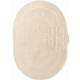 Hanse Home Juteteppich Jute Braided, Champagner, Textil, meliert, oval, 160x230 cm, Oeko-Tex&reg; Standard 100, f&uuml;r Fu&szlig;bodenheizung geeignet, beidseitig verwendbar, in verschiedenen Gr&ouml;&szlig;en erh&auml;ltlich, pflegeleicht, strapazierf&auml;hig, Teppiche & B&ouml;den, Teppiche, Naturteppiche