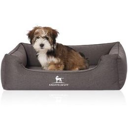Knuffelwuff Orthop&auml;disches Hundebett Leano aus Velours mit Handwebcharakter schwarz M-L