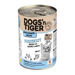 Dogs'n Tiger Schlemmermen&uuml; Freigeist Huhn, Lachs & M&ouml;hre Katzen-Nassfutter getreidefrei 6x400g