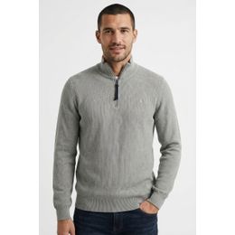Lerros Herren Troyerpearl grau, Gr. M, unifarben, Strick, Obermaterial: 100% Baumwolle, Pullover, mit Logo-Stickerei