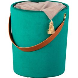 Hocker Inter Link, B:35cm H:45cm T:35cmblau, Samtvelours;100% Polyester, Wohnzimmer, Hocker, "Papua Stauraumhocker, Sitzhocker, Pouf, moderne
