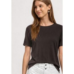 Street One Damen T-Shirtschwarz coffee, Gr. 36, unifarben, Web, 50% Baumwolle, 50% Modal, Shirts, im soften Baumwoll-Mix