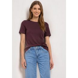 Street One Damen T-Shirtrustic rouge, Gr. 46, unifarben, Web, 50% Baumwolle, 50% Modal, Shirts, im soften Baumwoll-Mix