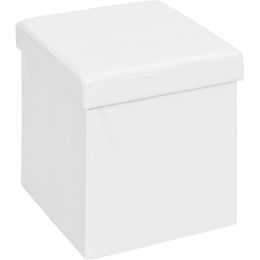 Faltbox Inter Linkwei&szlig;, Kunststoff, MDF, Aufbewahrungsboxen, "Setti, Sitzhocker, Faltbare Sitzbox 100% PU wei&szlig;, Stauraumhocker", Zusammenklappbar,