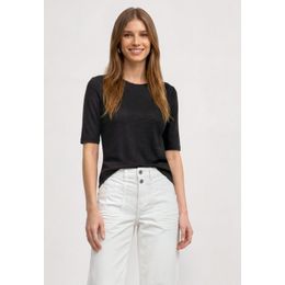 Street One Damen T-Shirt, schwarz, Gr. 34, unifarben, Web, 50% Baumwolle, 50% Modal, Shirts, Jersey