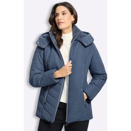 Inspirationen Damen Steppjacke, blau, Gr. 38, unifarben, 89% Polyester, 11% Polyamid, Kapuzenfutter:100% Polyester, Wattierung:100% Polyester, Jacken