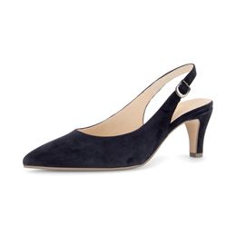Gabor Damen Slingpumps, Gr. 44, blau, Ziegenveloursleder, Schuhe, Trichterabsatz, Businessschuh, Abendschuh in spitzer Form, G-Weite