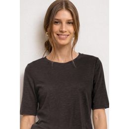Street One Damen T-Shirt, schwarz, Gr. 38, unifarben, Web, 50% Baumwolle, 50% Modal, Shirts, Jersey