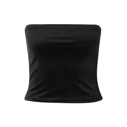 Urban Classics Damen Sport-BH "Urban Classics Damen Ladies Short Velvet Tube Top", Gr. Lschwarz, 93% Polyester, 7% Elasthan, BHs