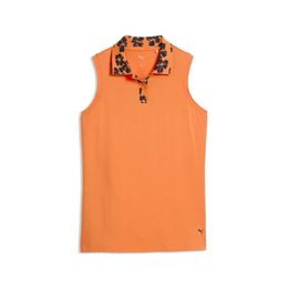 Puma Damen Poloshirt "Modalon &Auml;rmelloses Golfpolo Damen"melon glow deep navy orange blau, Gr. S, mehrfarbig, Obermaterial: 38% Modal, 57% Baumwolle,