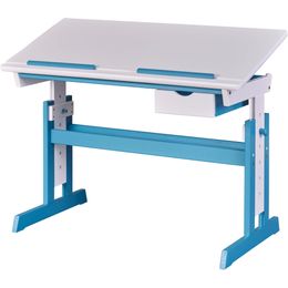 Kinderschreibtisch Inter Link, B:109cm H:63cm T:55cmpetrol, wei&szlig;, petrol, wei&szlig;, Tische, "Pijii in modernen Trendfarben, h&ouml;henverstellbar & neigbar,