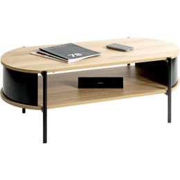 Couchtisch HAKU, B:100cm H:37cm T:54cmschwarz, schwarz, braun, Wohnzimmer, Tische, "Sofatisch, Wohnzimmertisch", oval - aus MDF Braun B/T/H 100/54/37