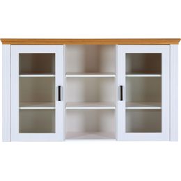 Vitrinenaufsatz Inter Link, B:166,4cm H:95cm T:41,3cmwei&szlig;, eiche colori, MDF, Massivholz, Sicherheitsglas, M&ouml;belaufs&auml;tze, "Maluno, Kiefer Massivholz,