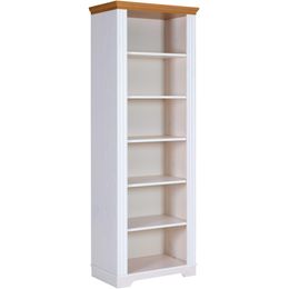B&uuml;cherregal Inter Link, B:68cm H:193cm T:41cmwei&szlig;, eiche colori, Massivholz, Wohnzimmer, Regale, "Maluno, Kiefer Massivholz, Regal, Schrankregal",