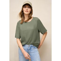 Damen Kurzarmbluselichen gr&uuml;n, Gr. 34, STREET ONE STUDIO, unifarben, Stoff, 100% Viskose, Blusen, aus softer Viskose