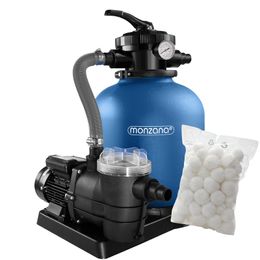 Monzana Sandfilteranlage 11000 L/h mit Vorfilter inkl 1,2kg Filterb&auml;llen