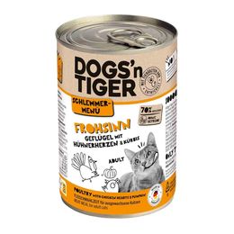 Dogs'n Tiger Schlemmermen&uuml; Frohsinn Gefl&uuml;gel & K&uuml;rbis Katzen-Nassfutter ohne Getreide und Zucker 6x400g