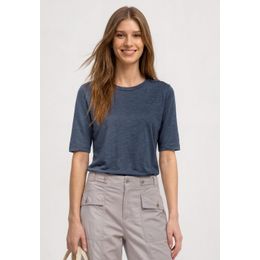 Street One Damen T-Shirt, blau, Gr. 42, unifarben, Web, 50% Baumwolle, 50% Modal, Shirts, Jersey