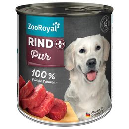 ZooRoyal Rind + pur Hunde-Nassfutter getreidefrei 6x800g