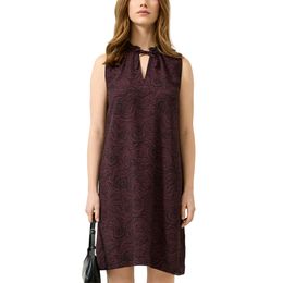 QS Damen Druckkleidbordeaux aop, Gr. 38, bedruckt, Web, Obermaterial: 85% Viskose, 15% Polyamid, Kleider, Sommerkleid mit grafischem Muster