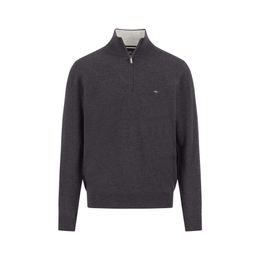 Fynch-Hatton Herren Troyer, grau, Gr. L, unifarben, Strick, Obermaterial: 90% Wolle, 10% Kaschmir, Pullover, mit Logo Stickerei