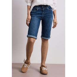 Street One Damen Bermudas "Style Jane"dunkelblau authentic wash, Gr. 25, unifarben, Denim/Jeans, Obermaterial: 79% Baumwolle, 15% Polyester, 4%