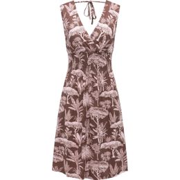 Ragwear Damen Sommerkleid "Aini Print"dunkelbraun, Gr. XS, Material: 95% Viskose, 5% Elasthan, Kleider, Leichtes gemustertes Damen Kleid
