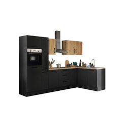 K&uuml;chenblock mit E-Ger&auml;ten CORNWALL (Ecke-Backofen-K&uuml;hlschrank-Apotheker) V