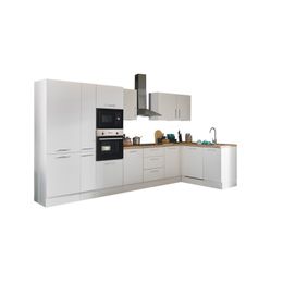K&uuml;chenblock mit E-Ger&auml;ten CORNWALL (Ecke-Backofen-Geschirrsp&uuml;ler-K&uuml;hlschrank-Mikrowelle-Apotheker) I