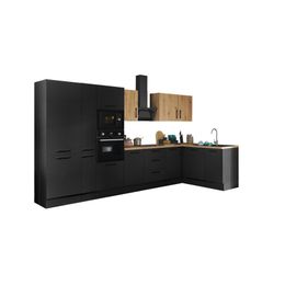 K&uuml;chenblock mit E-Ger&auml;ten CORNWALL (Ecke-Backofen-Geschirrsp&uuml;ler-K&uuml;hlschrank-Mikrowelle-Apotheker) IV